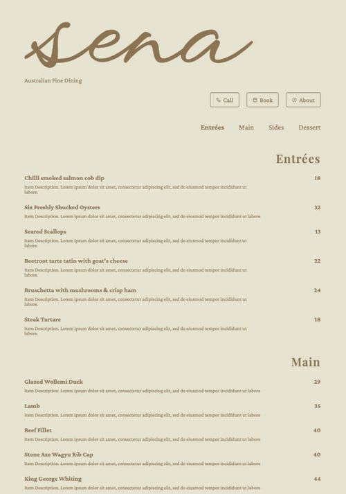 Free Simple Menu Template | Menuzen